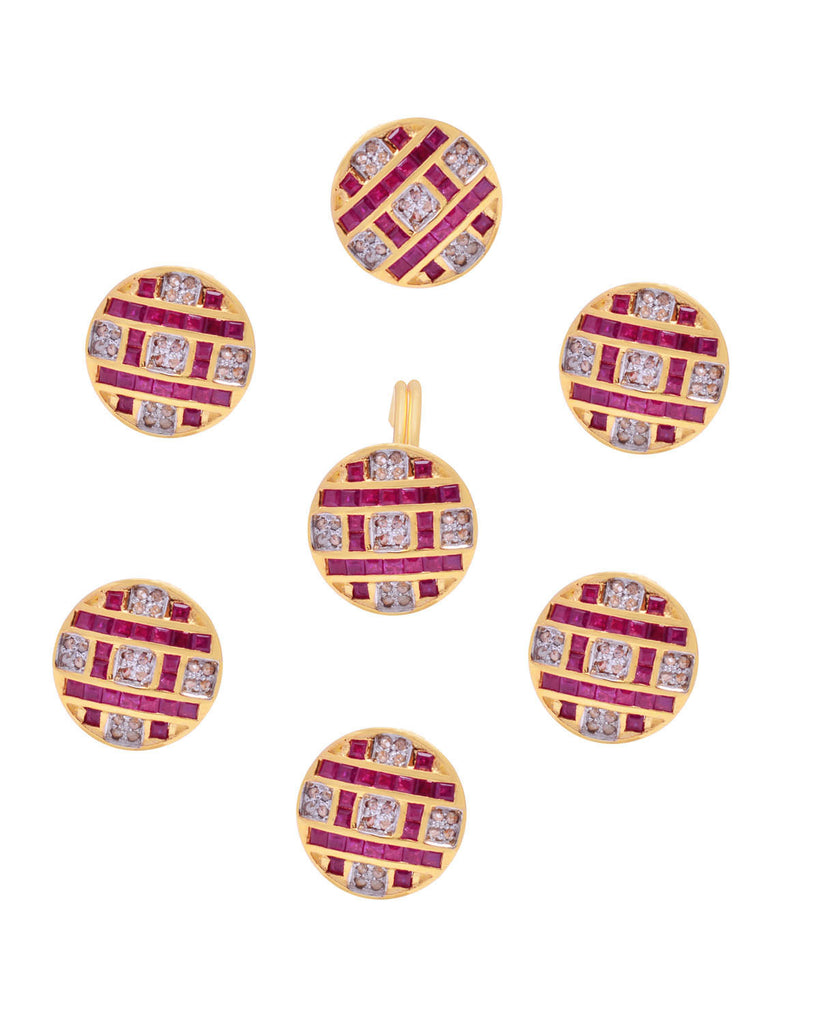 Exquisite 925 Silver Ruby and Diamond Buttons | Jeypore Creations ...